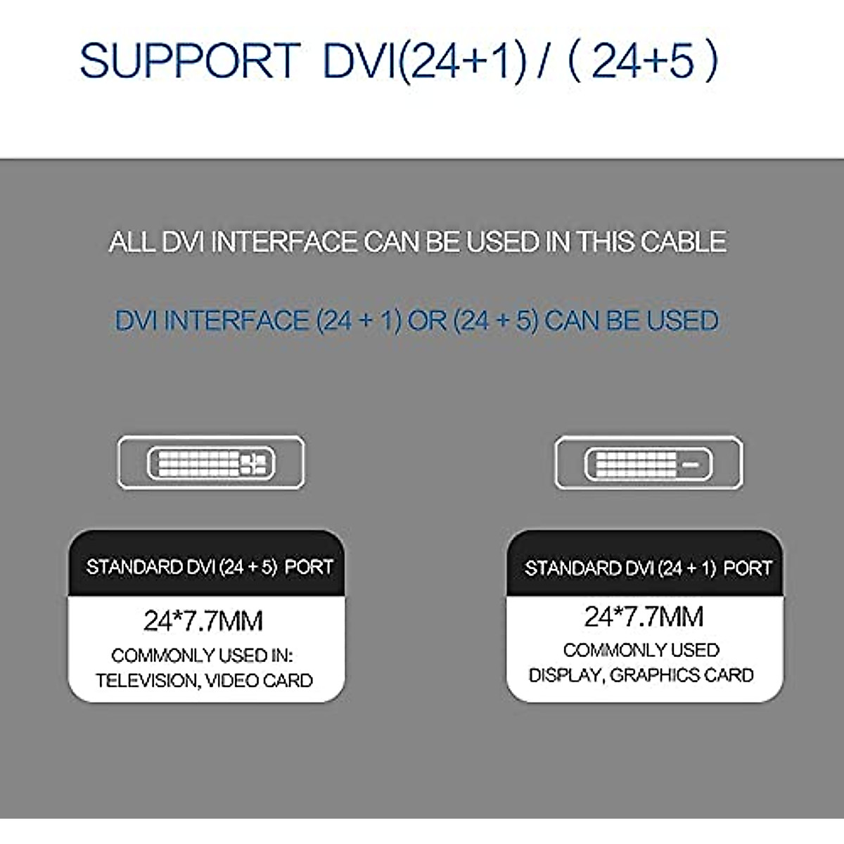 ZQUOO USB C to DVI Cable Adapter, 4K@30Hz, 6.5FT Thunderbolt 3 Type C to DVI(24+1) Male Cable Compatible with MacBook Pro, Dell XPS 13, Surface Book 2, Galaxy S10 and More