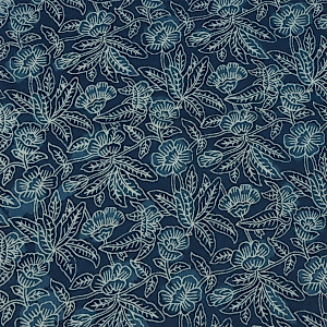 The Cozy Creations Hand Block Print Fabric by 5 Yard - PRECUT 5 Yard 44 Inch Width - 100% Cotton Material - Indigo Blue & White Floral Pattern - Light Weight Indian Cloth for Making Summer Dress