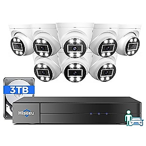 [121°Wide Angle+16Channel] Hiseeu 8MP/4K PoE Security Camera System,w/8Pcs 5MP IP PoE Security Camera Outdoor&Indoor,2 Way Audio,Waterproof,Alarm Light,Playback,3TB HDD,24/7 Home Surveillance NVR Kit