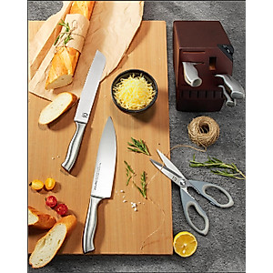 KnifeSaga Kitchen Knife Block Set, Enduring Sharpness Premium Knife Set with Block, 14 Pcs Japanese High Carbon Stainless Steel Knives Set for Kitchen, Chef Knife Set with Block and Built in Sharpener