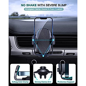 Diaclara Car Phone Holder Mount, [Military Sturdy, Firmly Grip & Never Slip] Universal Car Phone Mount, Metal Hook Clip Car Vent Phone Mount Compatible with All iPhone Samsung Android Smartphone