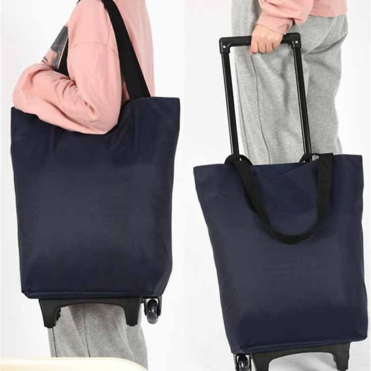 SDGH Shopping Bag with Wheels Handbag Straps Folding Utility Trolley Grocery Cart Handle for Women Travel Trip Vacations Camping (Color : E)