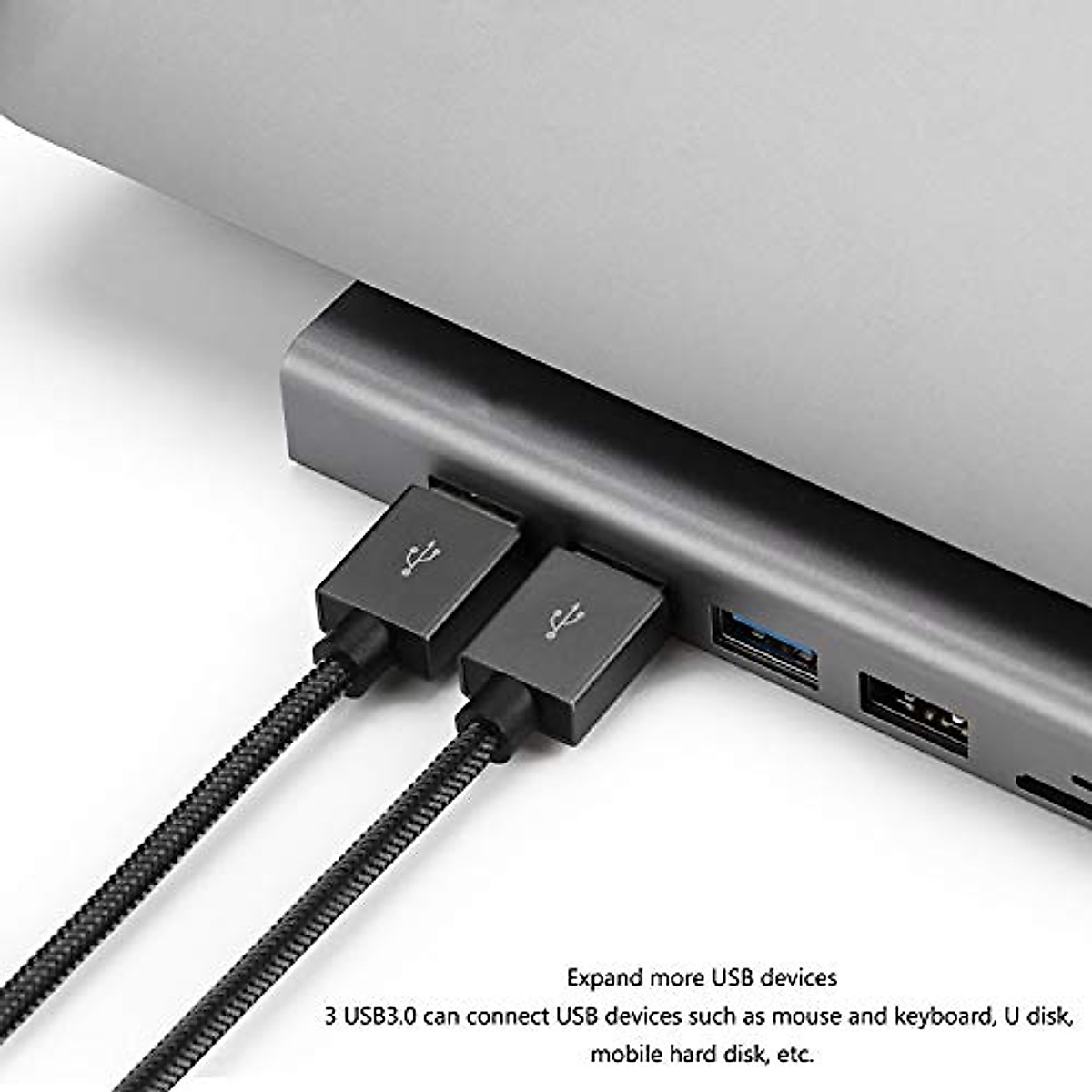 XUNMAIFHB Portable Docking Station, HUB Type-C 11-in-1 Multi-Function Docking Station Type c to HDMI HD hub USB3.0, USB C, LAN, Audio, VGA, SD/TF Fast Transmission