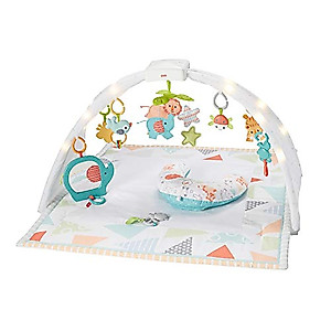 Fisher-Price Safari Music & Lights Gym Tummy Time Playmat with Take-Along Toys for Newborns from Birth and Older