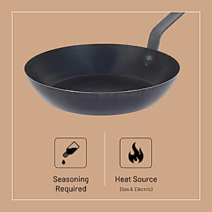 de Buyer LA LYONNAISE Blue Carbon Steel Fry Pan - 10.25” - Ideal for Browning, Simmering, Searing & Reheating - Naturally Nonstick - Made in France