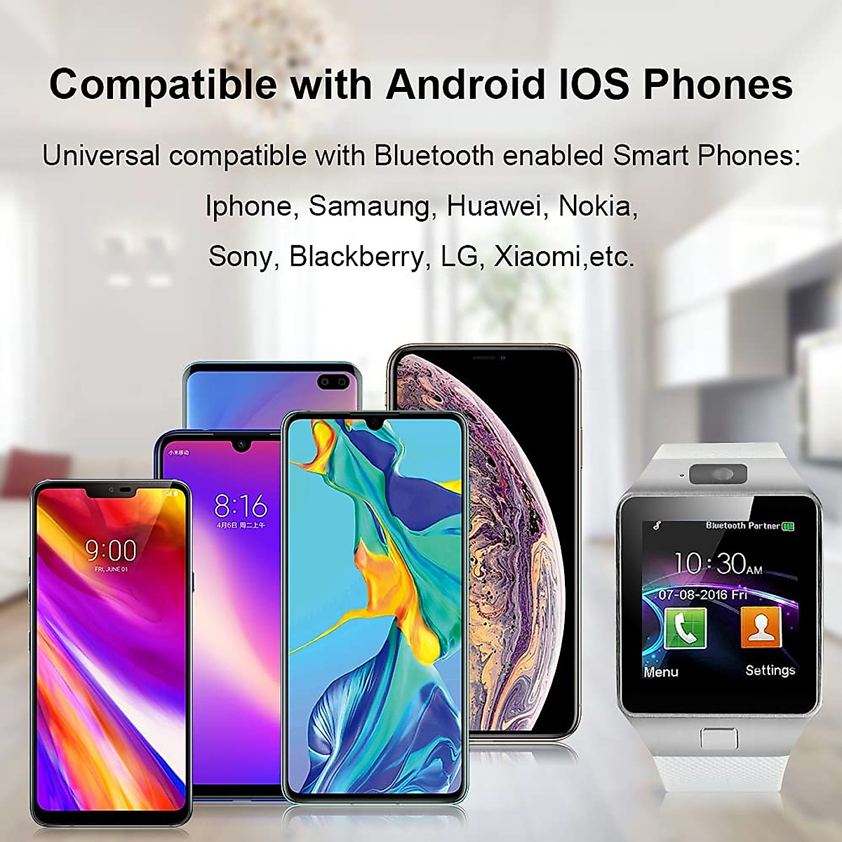 Padgene Bluetooth Smartwatch,Touchscreen Wrist Smart Phone Watch Sports Fitness Tracker with SIM SD Card Slot Camera Pedometer (Black (Black Band))