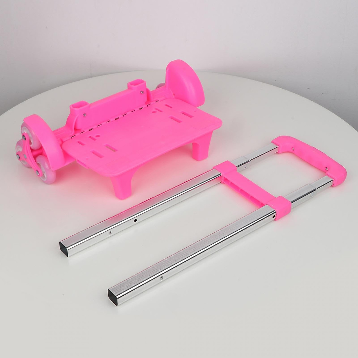 YsXoWiui Stair Climbing Cart Folding Hand Cart Aluminum Alloy Bracket Moving Cart for Outdoor, Personal, Travel, Pink
