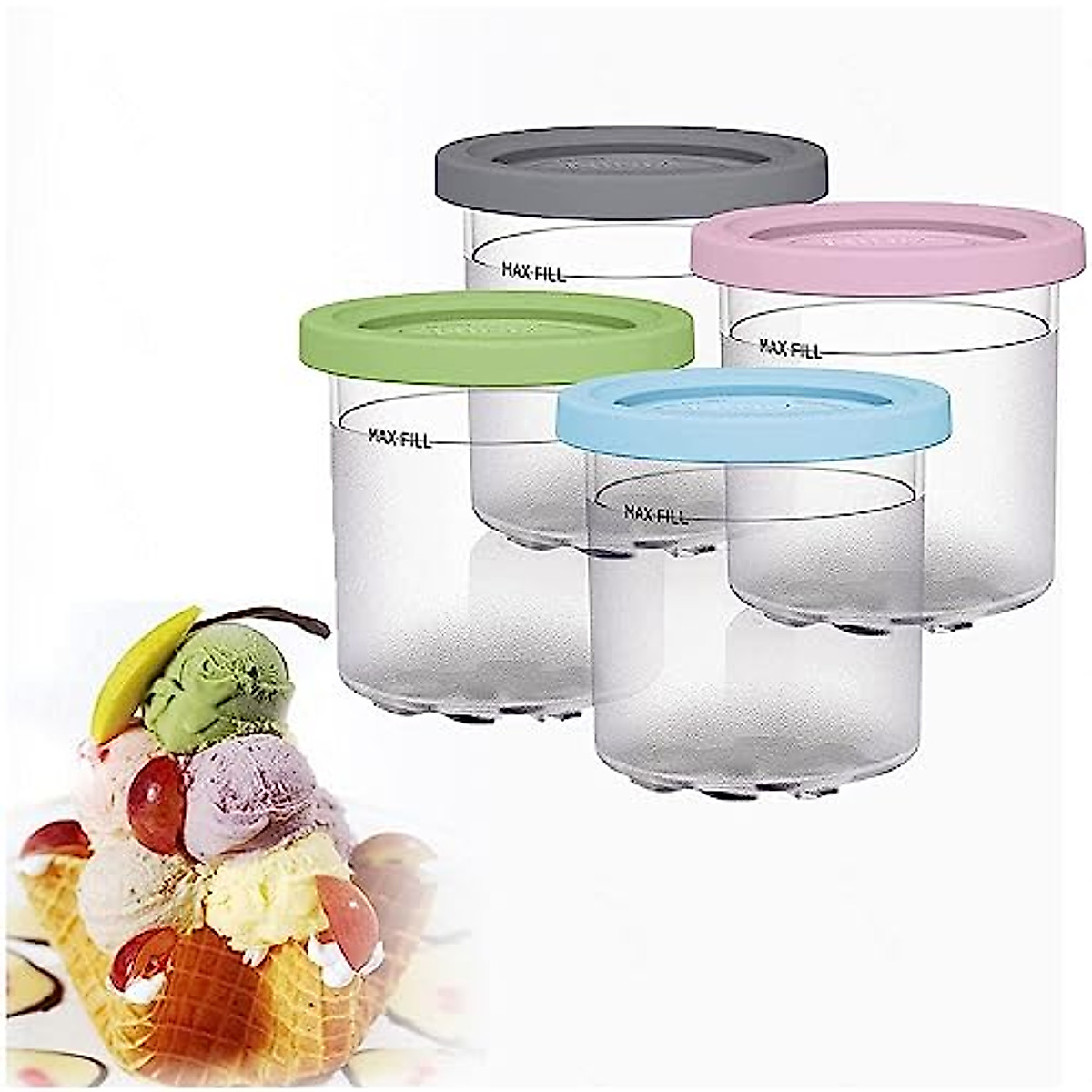 Creami Deluxe Pints, for Ninja Creami Deluxe,16 OZ Creami Deluxe Pints Airtight,Reusable Compatible NC301 NC300 NC299AMZ Series Ice Cream Maker