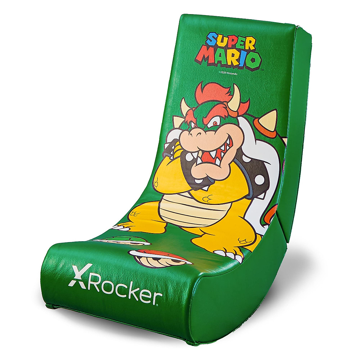 X Rocker Super Mario Bowser Video Gaming Floor Chair, Official All-Star Edition Nintendo Collectible, Faux Leather, Foldable, 5000401, 33.46" x 16.14" x 25.59", Bowser Green