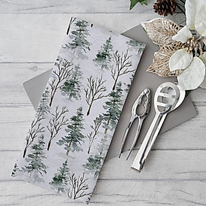 Seliem Hello Winter Watercolor Pine Trees Kitchen Dish Towel Set of 2, Cardinal Reindeer Blue Grey Hand Drying Baking Cooking Cloth, Red Bird Farmhouse Snow Holiday Decor Home Decoration 18 x 26 Inch