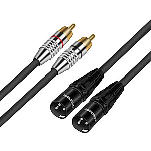 DREMAKE 4N OFC RCA to XLR Cable Wire, 3 Foot Dual XLR Male to Dual RCA Male Cable, 2 XLR Male to 2 RCA Male HiFi Audio Connection Cable for Amplifier Mixer Microphone Patch Cord - 2 Pack