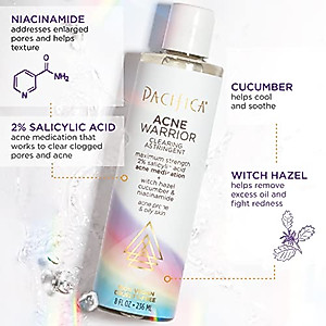 Pacifica Beauty, Acne Warrior Clearing Astringent, Salicylic Acid, Niacinamide, Witch Hazel, Cucumber, Face Toner, Oily/Acne Prone Skin, Paraben Free, Sulfate Free, Vegan & Cruelty-Free
