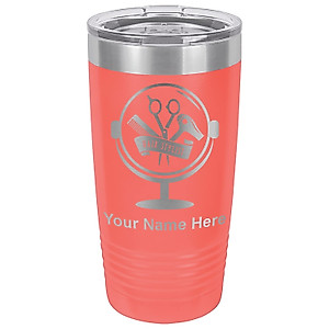 LaserGram 20oz Vacuum Insulated Tumbler Mug, Hair Stylist, Personalized Engraving Included (Coral)