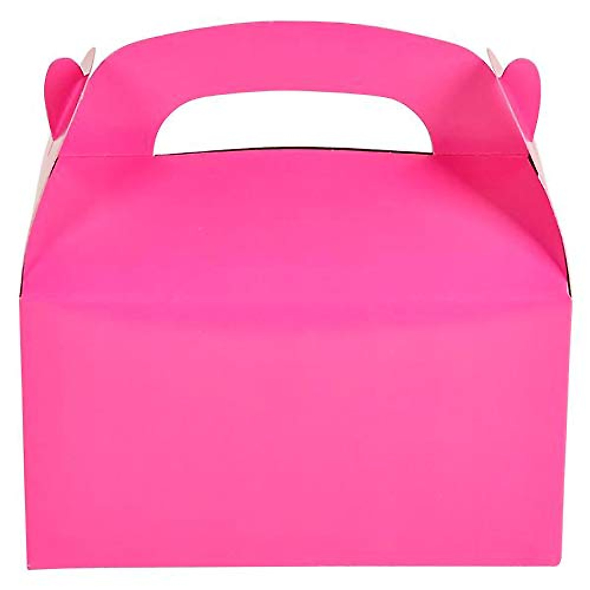 The Dreidel Company Gable Treat Boxes, Goodies Favor Box for Kids Birthday Party Favors, Weddings Events, Baby Shower, 6.25" x 3.5" x 3.5" Inch Box (Hot Pink Treat Box, 12-Pack)