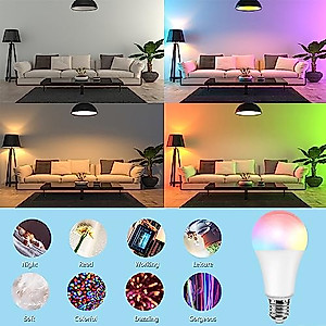 YKNAWOIR RGB Color Changing Light Bulb with Remote Control, RGBW LED Light Bulb A19 E27 White 5W 450LM 12 Color Choices Multicolor Dimmable Flood Light Bulb for Party Bedroom Home
