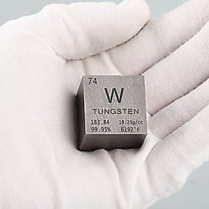 Tungsten Cube Metal Density Cubes Pure Metal High Density Element Cube for Element Collections Lab Experiment Material Hobbies Heavy Small Objects Experience (Tungsten, 1 Inch)