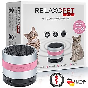 RelaxoPet PRO, Relaxation Trainer for Cats, Stress Relief and Calming Device for Cats Helps with Cat Anxiety, Reduces Destructive Behavior, Spraying, Scratching. Subliminal Sound Calming Aid