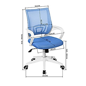 Geniqua Ergonomic Office Chair Mesh Desk Chair Computer Chair Lumbar Support Modern Rolling Adjustable Swivel Task Chair for Home Office, Blue