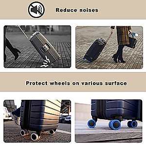 ZhaoCo Luggage Wheel Covers 8Pack Carry on Luggage Wheel Protective Covers for Most 8-Spinner Wheels Travel Luggage Cover (Black)