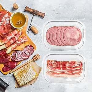 BuleVina Triple Layer Deli Meat Container Set for Fridge, 1.6L BPA-Free Cold Cut Storage with Lid 3 Tier Food Organizer Saver Refrigerator for Cheese, Ham, Sandwich, Lunch, Stackable, Airtight