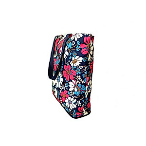 Konish Reusable Foldable Grocery Bags Folding Shopping Tote with Zipper(Blue Floral)