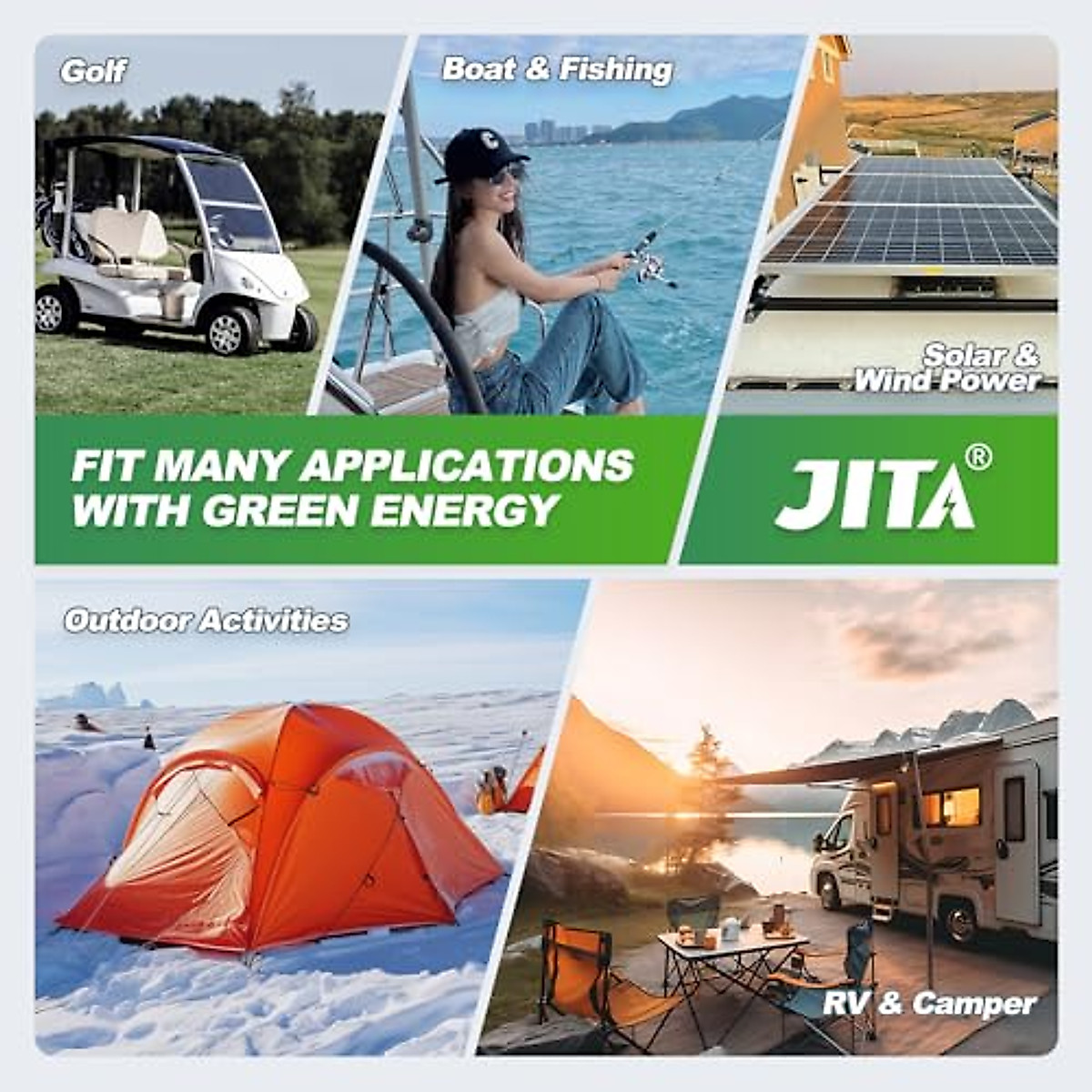 JITA 12V 100Ah LiFePO4 Battery 12.8V Lithium Battery, Built-in 100Amp BMS, 20000+ Deep Cycle,1280W Power Output for Trolling Motor,RV, Solar Power System, Marine, Home Energy Storage and Off Grid
