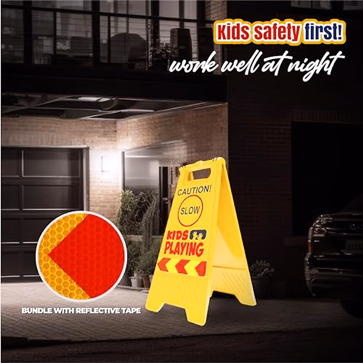 Children at Play Safety Signs for Street – 2 Pack Thick Slow Down Signs for Neighborhoods - Slow Down Sign - Children Playing Sign for Street - Kids at Play Sign - Children at Play Sign with Extra Reflective Tape