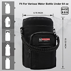 NATURE PIONEOR Insulated Water Bottle Holder with Shoulder Strap for Half Gallon One Gallon 128OZ Sports Water Jugs Bottles, Carrier/Pouch Sleeve for Outdoor Camping, Hiking,Gym