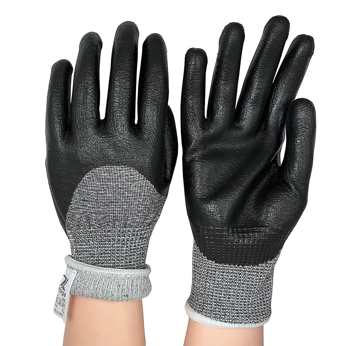 Zeluga 15-281M 13 Gauge Super Strong Liner 3/4 Coated Micro Foam and Seamless Knitted Nitrile Glove, Black/Grey Medium