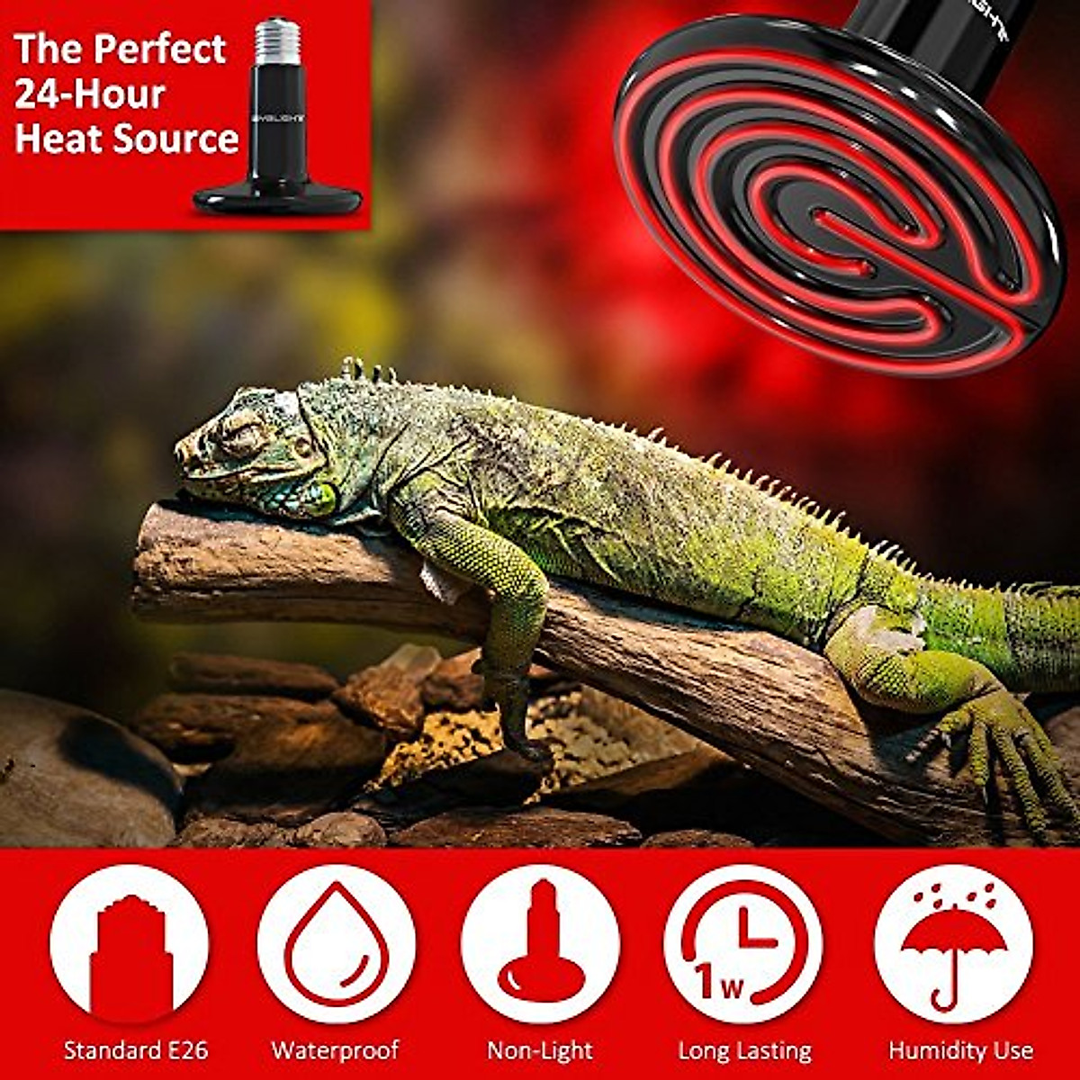 CTKcom 2-Pack 200W Reptile Ceramic Heat Lamp,E27 110V Infrared Heat Emitter Bulb,No Harm No Light Infrared Heat Emitter Brooder Lamp for Pet Coop Heater Reptile Chicken Turtle Heating Light Lamp,Black