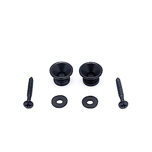 Metallor Guitar Strap Locks and Buttons End Pins with Mounting Screws and Washers for Electric Guitar Bass Acoustic Guitar Ukulele Mandolin. (Black)
