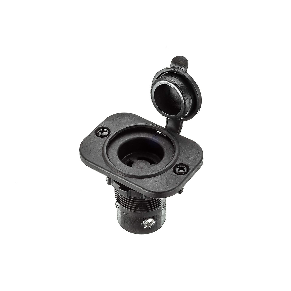 MotorGuide 8M0092066 Trolling Motor Receptacle — for 10-Gauge and 8-Gauge Wire, with Composite Mounting Plate, Black