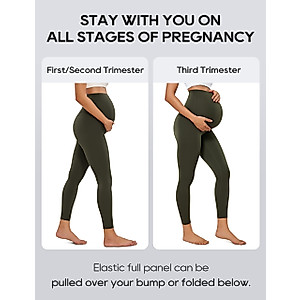 CRZ YOGA Womens Butterluxe Maternity Leggings over The Belly 25" - Buttery Soft Workout Activewear Yoga Pregnancy Pants Olive Green Small