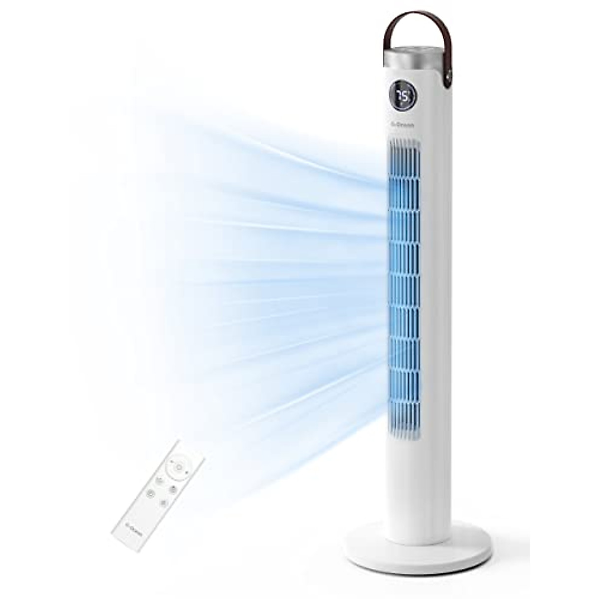 Tower Fan with Remote, 46 Inch Oscillating Fan with 24-Hour Timer, Quiet Floor Fan with 3 Modes & 3 Speeds Settings, Sleep Light Off, Bladeless Cooling Standing Fan Ideal for Home Bedroom Office