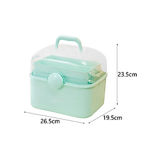 Fenteer Multipurpose Portable Storage Box, 3 Tiers Art Craft Organizer for Art Craft Lockable Container with Lid for Art Supply, Blue