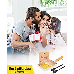 BUNDLEPRO Japanese Omelette Pan, Non Stick Tamagoyaki Eggs Frying Pan, Square Granite Cookware set, 7.1''Small Induction Skillet with Silicone Spatulas for Breakfast