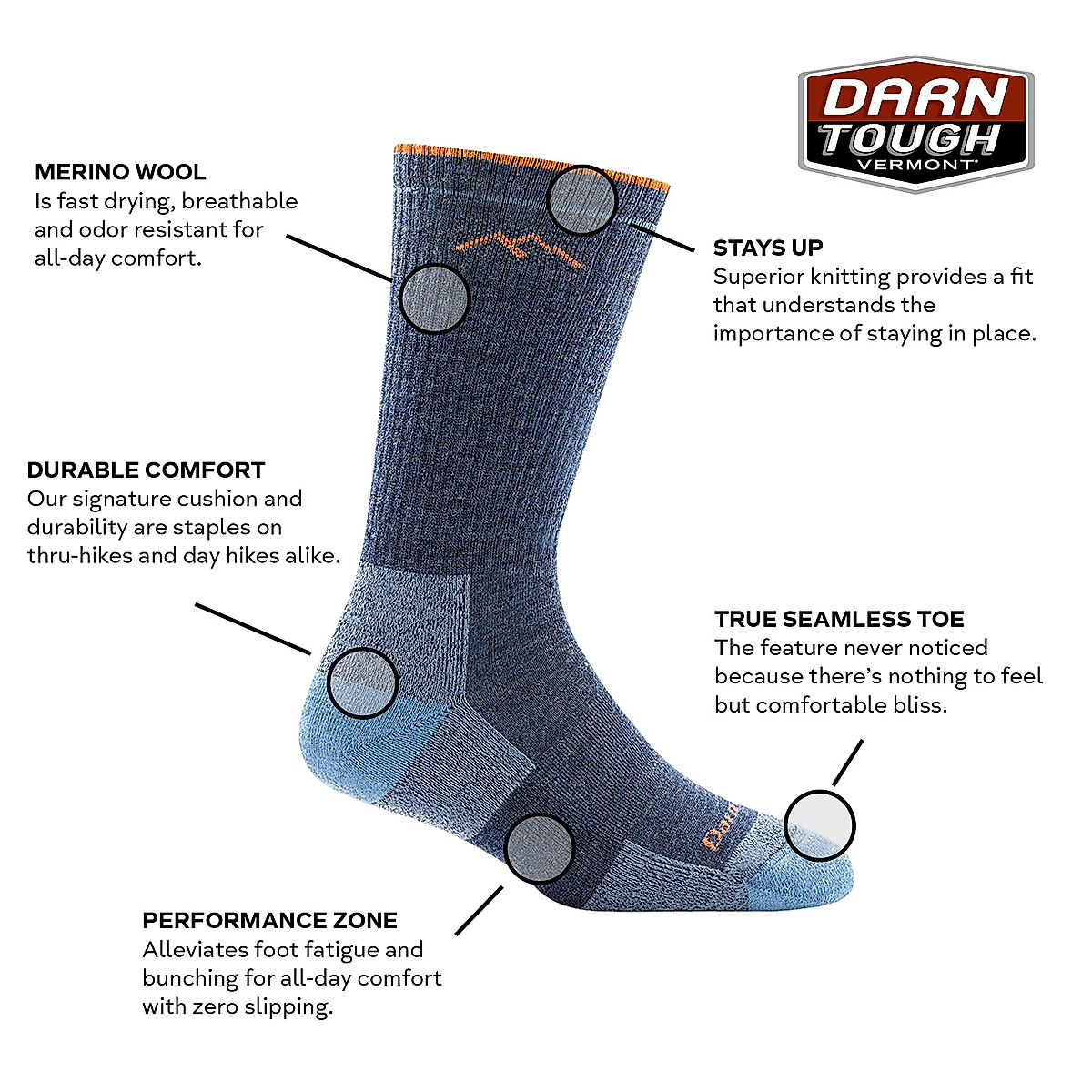 Darn Tough Women's Hiker Boot Midweight Sock (Style 1907) - Eclipse, Small