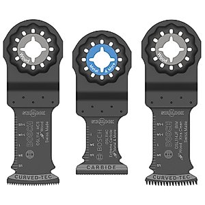BOSCH OSL003VP 3-Piece 1-1/4 In. Starlock Oscillating Multi Tool Assorted Set Plunge Cut Blades for Mixed Applications in Metal, Wood, and Other General Purpose Materials