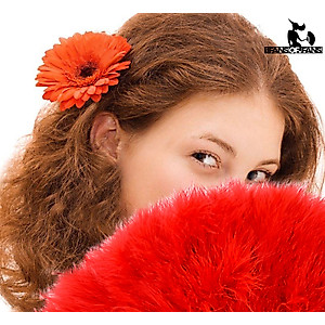 FANSOF.FANS Marabou Feather Hand Fan 45cm, Fancy Dress Wedding Party Favour Gift Outdoor Vintage Dance Photoshoot (Red)
