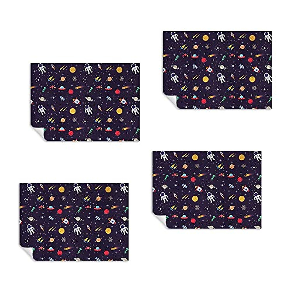 Birthday Wrapping Paper 4 Sheets for Space Lover Boys Kids, Astronaut Solar System Planets Rocket Alien Galaxy Pattern- Everyday Gift Wrapping Supplies for Birthday Baby Shower Kindergarten Party