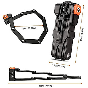 Folding Bike Lock with 4 Password Anti-Theft Heavy Duty Bicycle Security Combination Chain Lock with 8 High Security Hardened Metal Fold Chain Heavy Duty Alloy Steel Foldable Lock