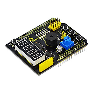 KEYESTUDIO Multi-Purpose Shield V2 with 4-Digit LED Display Module, Buttons and Buzzer for Arduinos Microcontroller for Mega, Electronic Programming Project