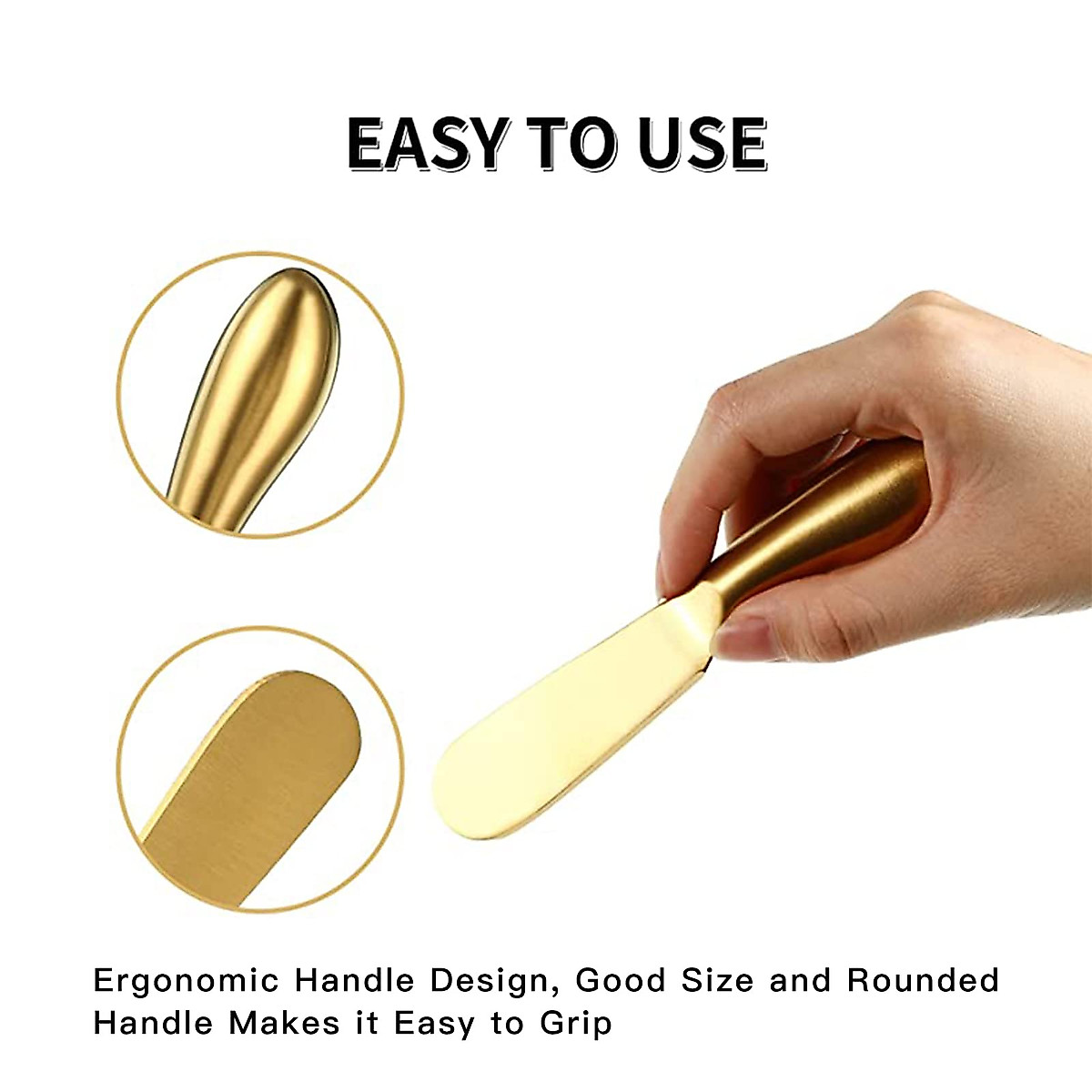 HUIGT Golden Stainless Steel Butter Knife Multipurpose Cheese and Butter Spreader Knive Condiment Knives, Cheese Knife for Home Kitchen Use (4 Pcs), 5.3inch*1inch (A004)