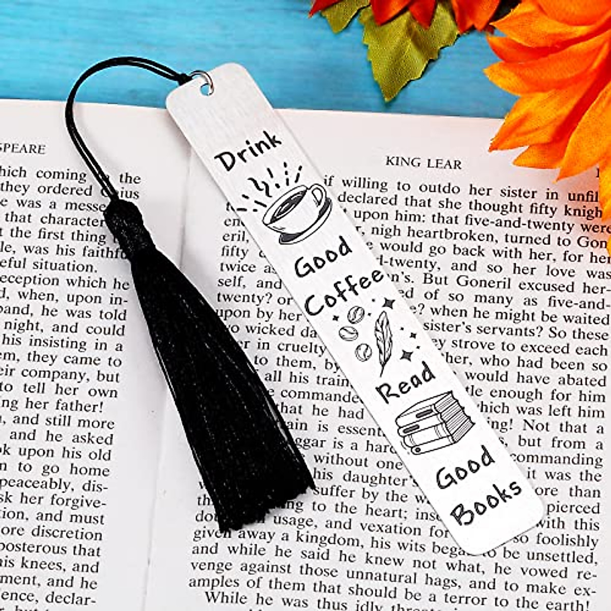 Book Lovers Gifts Book Mark with Tassel for Book Lovers Coffee Lovers Bookmarks for Women Men Best Friends Teacher Daughter Bookworms Book Readers Birthday Christmas Book Club Gifts Stocking Stuffers