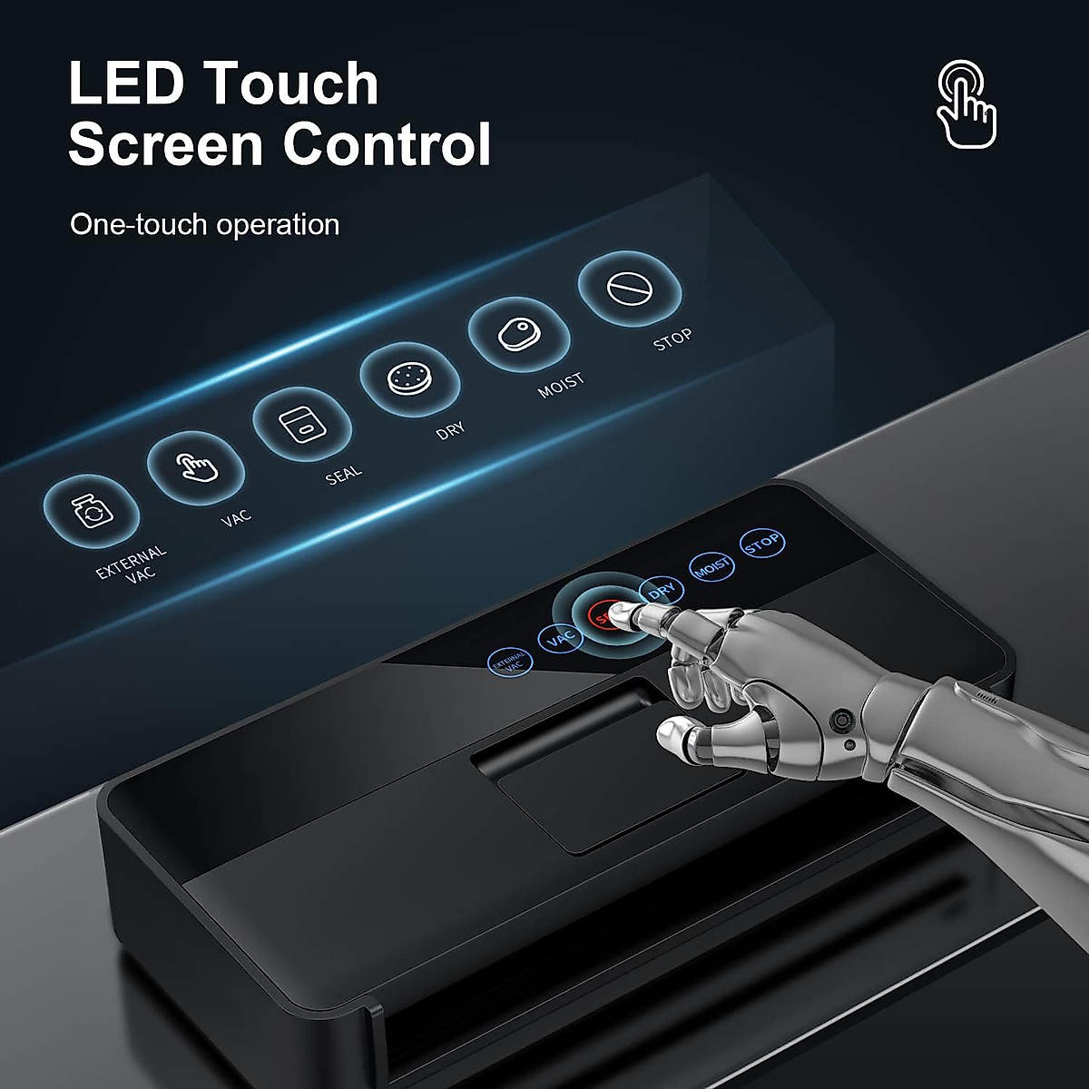 Vacuum Sealer Machine, Automatic Food for Preservation with sealers bags, Dry Moist Modes, Led Indicator Lights, Compact Design Full 95 Kpa (Black), (V8111)