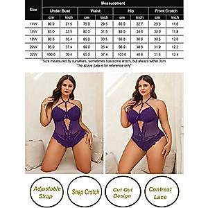 Avidlove Plus Size Lingerie for Women Purple Teddy Lingerie Lace Bodysuit Babydoll
