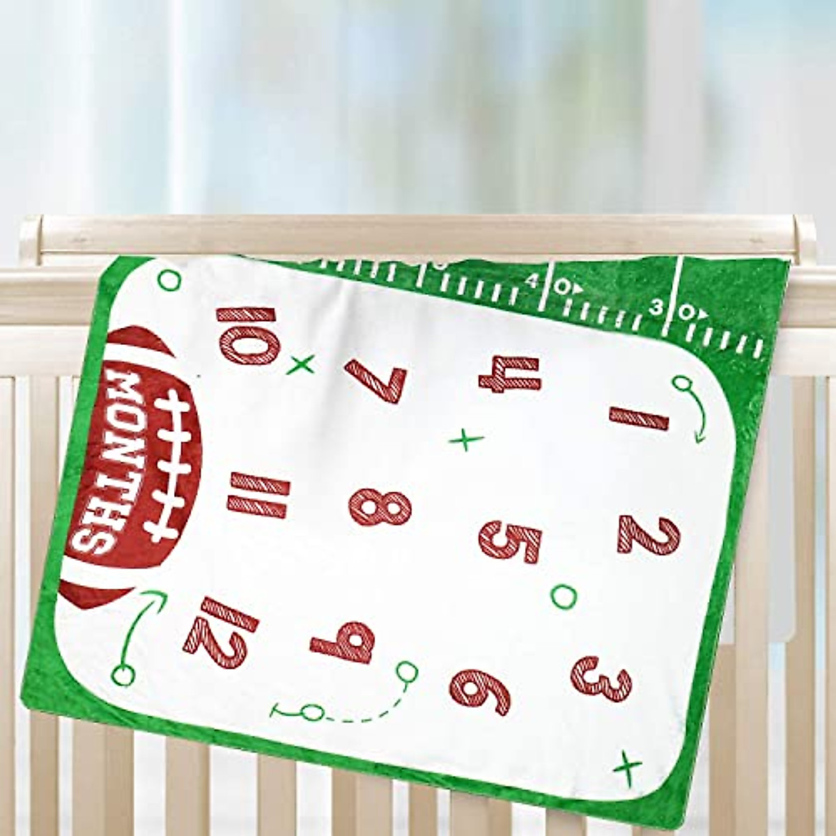 Baby Monthly Milestone Blanket Football Sports Blankets for Toddler Photography Background Prop Soft Plush Fleece