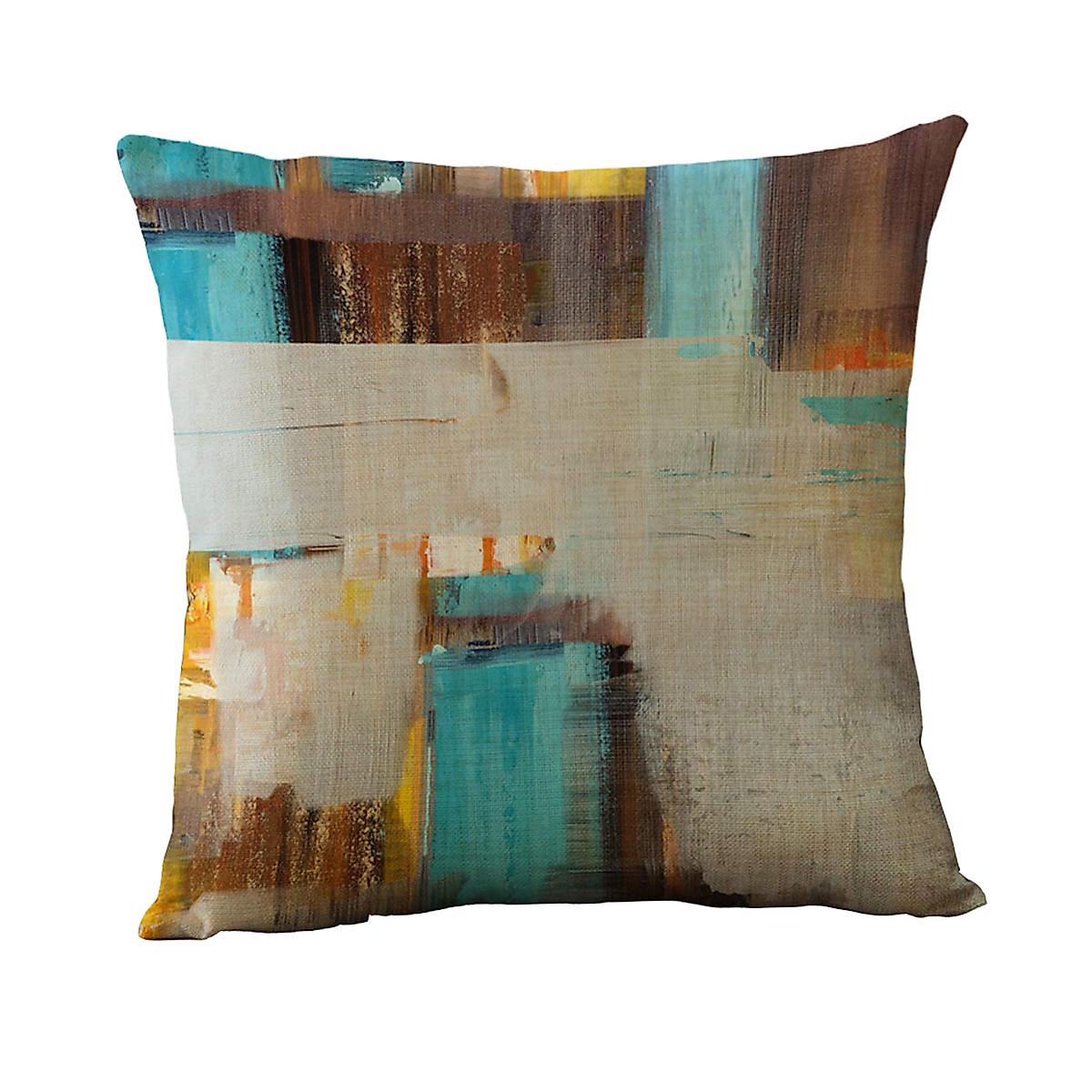 WOMHOPE Set of 4 Modern Art Geometric Decorative Throw Pillow Covers Burlap Toss Pillow Cases Cushion Cases 18 x 18 Inch for Living Room,Couch and Bed (Blocks)