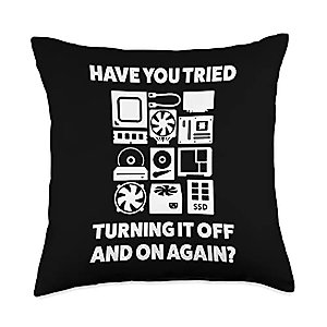Technical Support Information computer repairing G have you Tried Turning it Off and on Again Tech Support Throw Pillow, 18x18, Multicolor