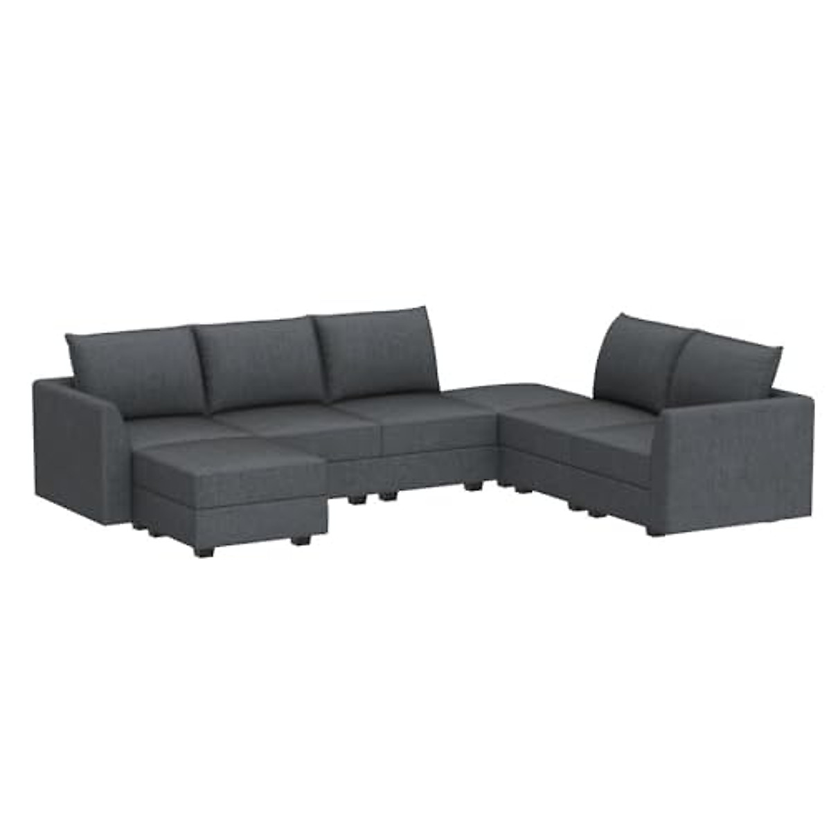 HONBAY Modular Sectional Sofa U Shaped Sectional Souch with Ottoman 7 Seat Modular Sofa with Chaise for Living Room, Bluish Grey